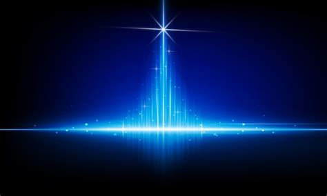 추상 빛 빛나는 크리스마스 트리 Bokeh 파란색 배경 벡터 일러스트 레이 션 프리미엄 벡터