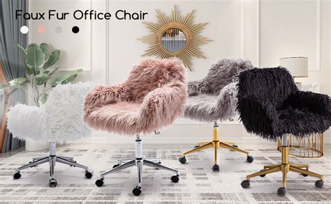 Goolon Fluffy Desk Chair Faux Fur Furry Home Office Chair