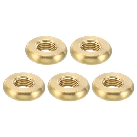Uxcell M10x1 Round Locknut 5 Pack Solid Brass Edge Flat Nut Thin Screw Lock Nut 205mmx6mm