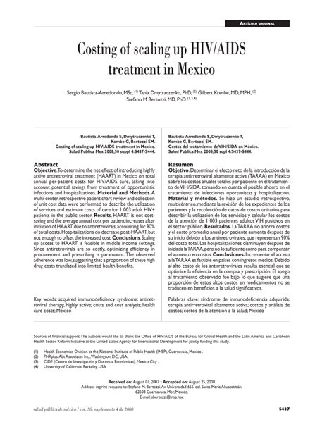 Pdf Costing Of Scaling Up Hiv Aids Treatment In Mexico