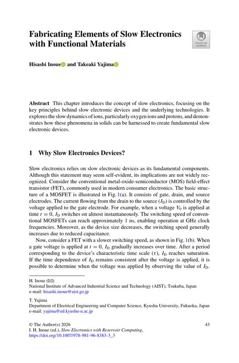Pdf Fabricating Elements Of Slow Electronics With Functional Materials