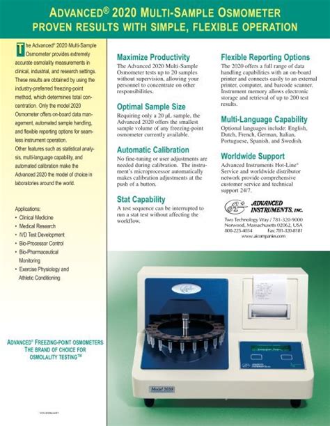 Advanced Â® 2020 Multi Sample Osmometer Proven Results With