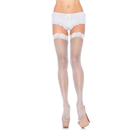 Leg Avenue Stocking Fishnet Lace Top White Bodispa B2b