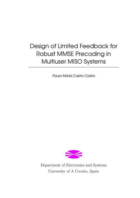 Design Of Limited Feedback For Robust Mmse Precoding In Multiuser Miso