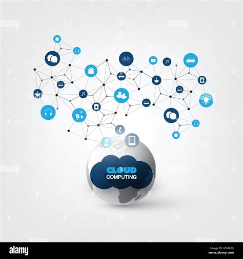 Cloud Computing Design Concept With Icons Digital Network Connections Technology Background
