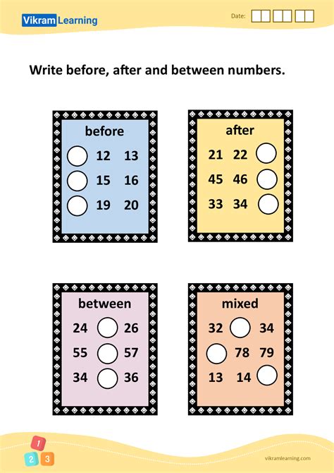 Download Write Before After And Between Numbers Worksheets