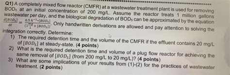 Eewa W Q1 A Completely Mixed Flow Reactor Cmfr