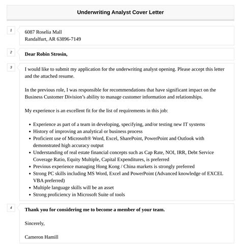 Underwriting Analyst Cover Letter Velvet Jobs