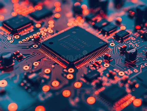 Illuminated Circuit Board Close Up Stock Illustration Illustration Of Semiconductor