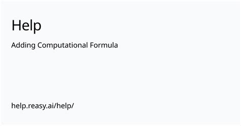 Adding Computational Formula Help