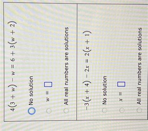 solved 4 3 w w 6 3 w 2 no solution w all real