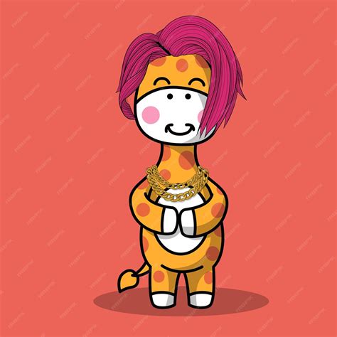 벡터 귀여운 기린 만화 일러스트 레이 션 무료 벡터