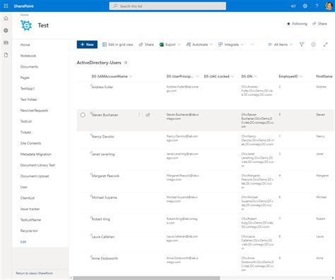 Synchronise Active Directory Users With Sharepoint List