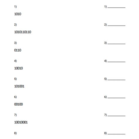 Math Binary To Decimal Conversion Practice Worksheet Series 8 Geek