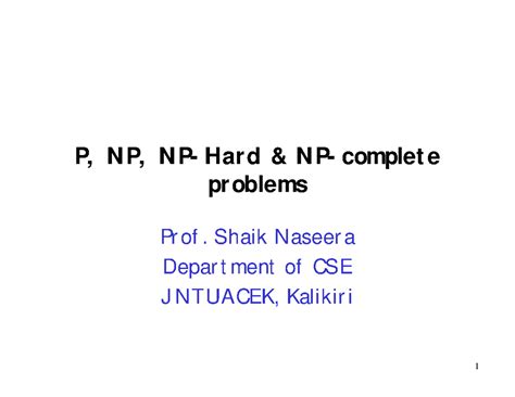 Lecture P Np Np Hard Np Complete Problems P N P N P Hard And N P