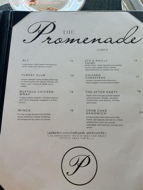 Online Menu Of The Promenade Avon Restaurant Avon By The Sea New