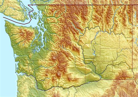 Large Detailed Relief Map Of Washington State Maps Of