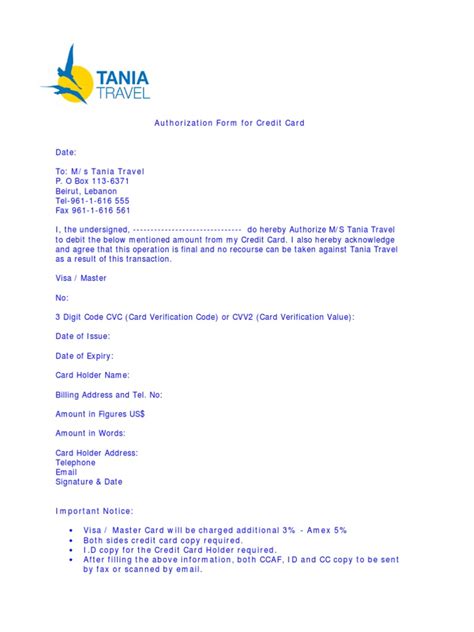 Cc Authorization Form Pdf Pdf