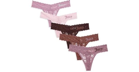 Juicy Couture 5 Piece Lace Thong Briefs Set In Pink Lyst