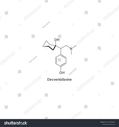 Desvenlafaxine Molecule Flat Skeletal Structure Snri Stock Vector
