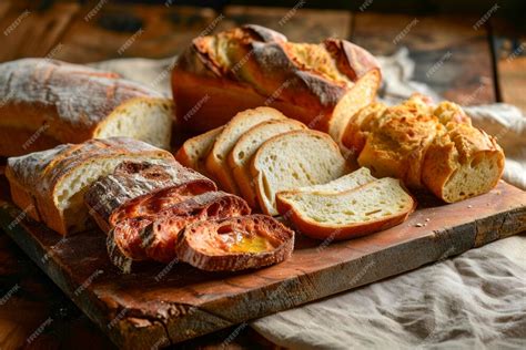 Premium Photo Bread On A Wooden Board A Simple And Classic Image Of Assorted Bread Slices