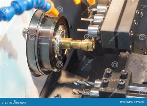 CNC Lathe Machine Or Turning Machine Stock Image Image Of Heavy Lathe 95480899