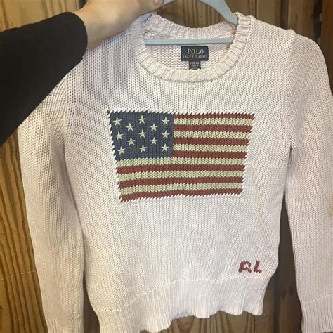 Ralph Lauren American Flag Sweater Designer Age 8 12 Depop