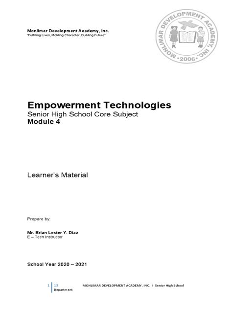 Empowerment Technologies Lesson 2 Module 4 Pdf