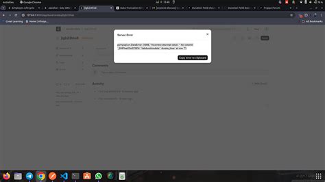 Why I Cant Set Duration Field To Zero Instead It Shows An Error Pymysqlerrdataerror 1366