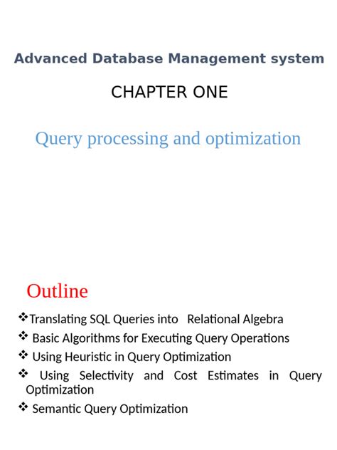 Chapter 1 Query Processing And Optimization Pdf Databases Relational Model