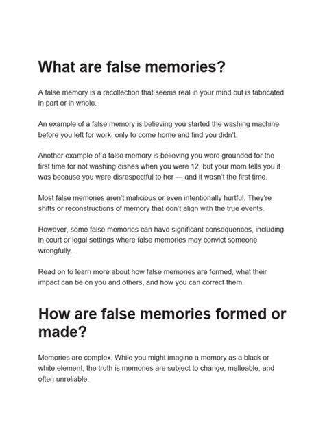 What Are False Memories Pdf Memory Behavioural Sciences