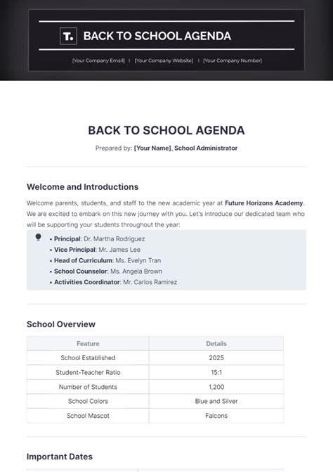 Free Back To School Agenda Template To Edit Online