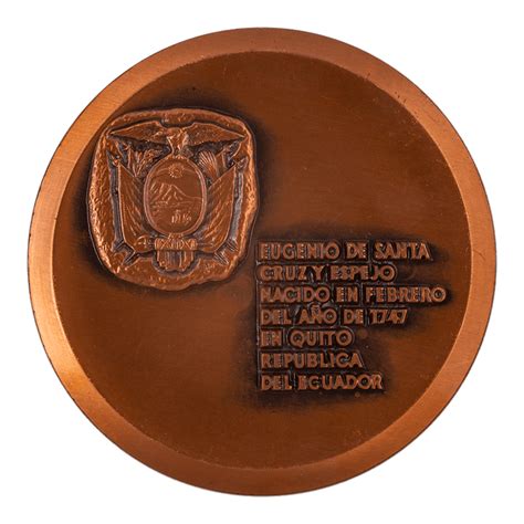 Medalla Cobre Eugenio Santa Cruz Casa Moneda