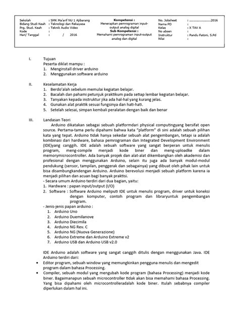 Jobsheet Arduino 1 Pdf