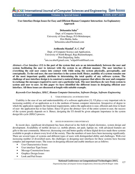 Pdf User Interface Design Issues For Easy And Efficient Human Computer Interaction An