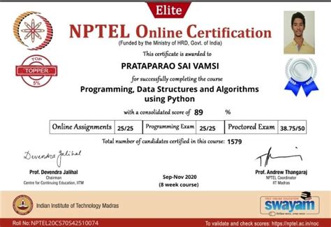 Sai Vamsi Prataparao On Linkedin Python3 Nptel