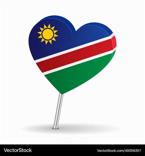 namibian flag heart shaped map pointer layout vector image