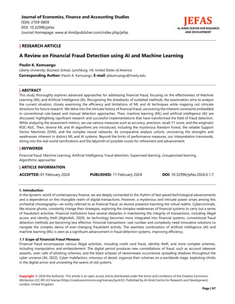 PDF A Review On Financial Fraud Detection Using AI And Machine Learning