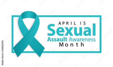 Sexual Assault Awareness Month Concept Banner With Teal Ribbon Vector