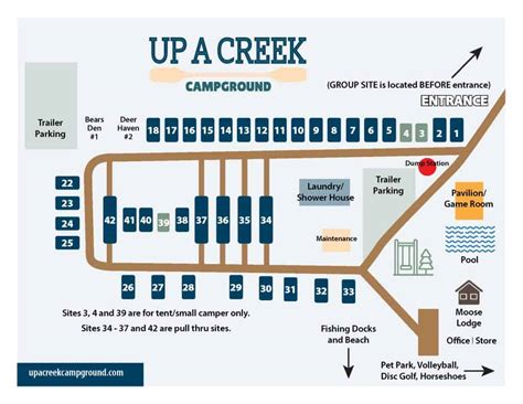 Overnight And Seasonal Maps Up A Creek Campground Map