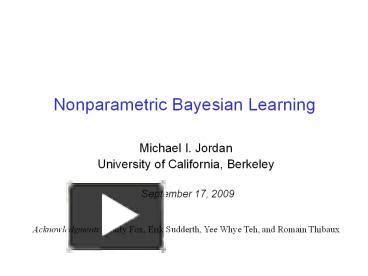 PPT Nonparametric Bayesian Learning PowerPoint Presentation Free To Download Id Eb C ZDc Z