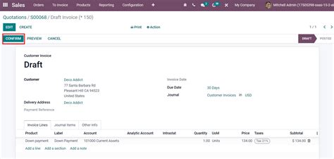 Generate Customer Invoice From A Sales Order With The Odoo 15 Sales Module