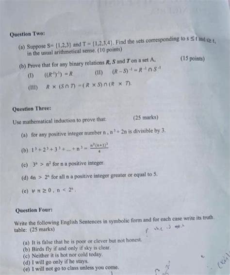 Solved Question Two A Suppose S 1 2 3 And T 1 2 3 4 Chegg Com