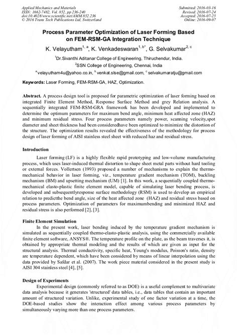Process Parameter Optimization Of Laser Forming Based On Fem Rsm Ga