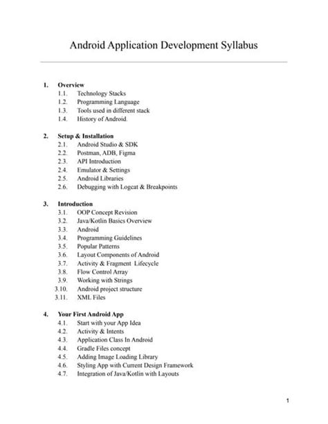 Android Training Syllabus Pdf