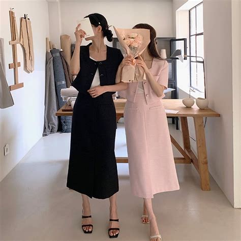 베니토 [단품가능♥ 프리미엄트위드 고급미up][made] 프리미엄 뮤렛 트위드 셋업 여름 데일리 하객룩 오피스룩 격식룩 반팔자켓 반팔트위드 롱스커트 H라인 A라인