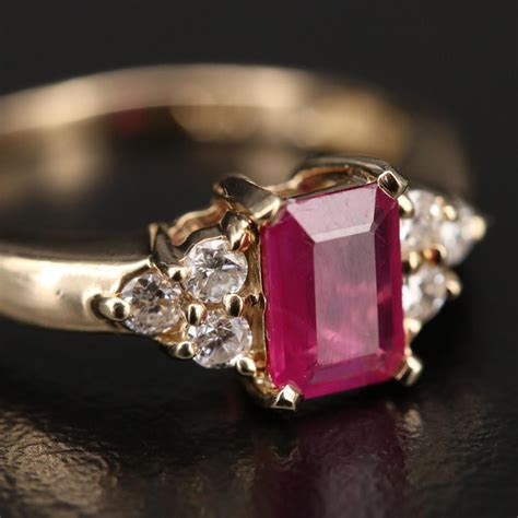 Customizable Vintage Ruby Diamond Engagement Ring Victorian Ruby