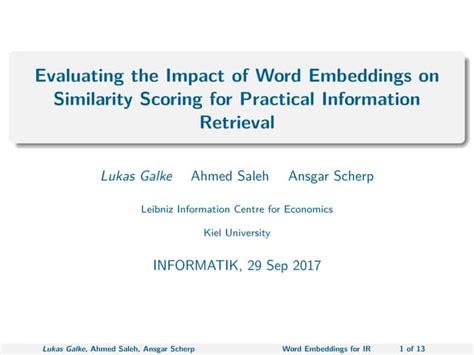 Evaluating The Impact Of Word Embeddings On Similarity Scoring In Practical Information