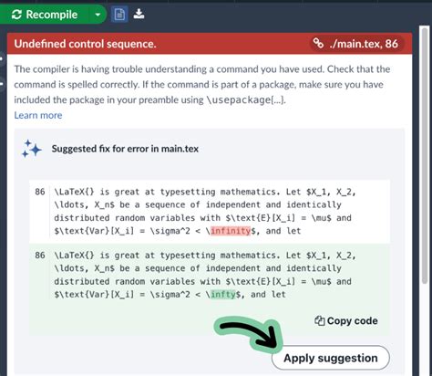 Error Assist Overleaf Online LaTeX Editor