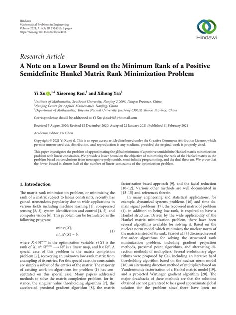 Pdf A Note On A Lower Bound On The Minimum Rank Of A Positive